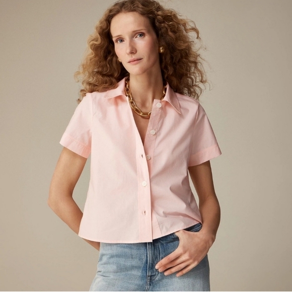 J. Crew | Tops | J Crew Gamine Shirt In Cotton Poplin Spring Blush 89 ...